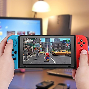 TNP Joycon Case for Nintendo Switch - Silicone Joy Con Case for Nintendo Switch & Switch OLED - Protective Switch Controller Case Cover with Thumb Grip Caps for Nintendo Switch Joycon (Neon Blue+Red)