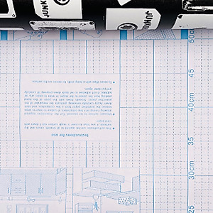 Yifely Black White Drawer Covering Paper Retro Cassette Shelf Liner Countertop Door Sticker 17.7inch by 9.8 Feet