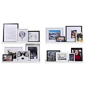 Wallniture Denver Modern Wall Mount Floating Picture Ledge Shelf - Nursery Hanging Bookshelf - 30 Inch White Set of 4 - Mounting Hardware Included