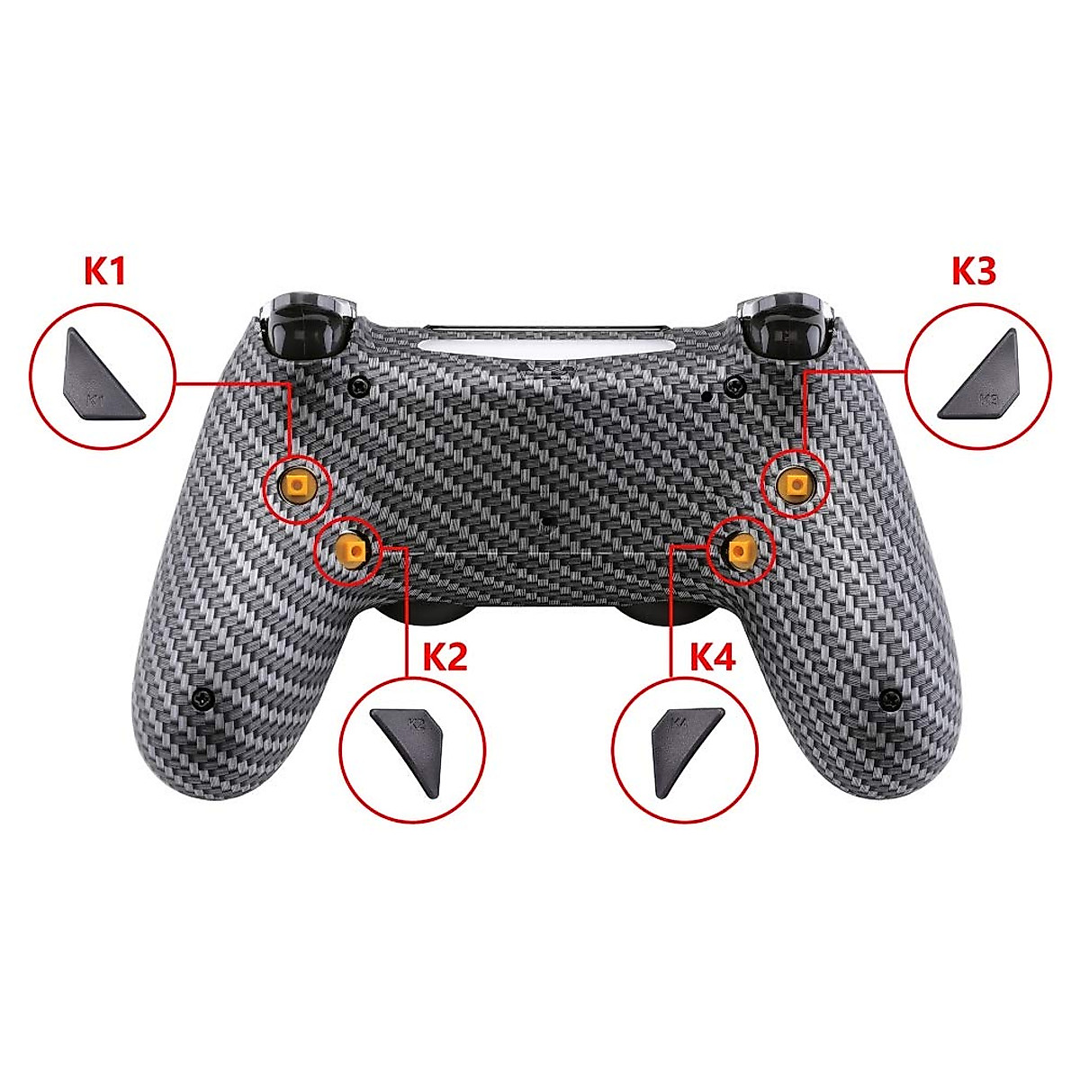 eXtremeRate Carbon Fiber Dawn Programable Remap Kit for PS4 Controller with Upgrade Board & Redesigned Back Shell & 4 Back Buttons - Compatible with JDM-040/050/055 - Controller NOT Included