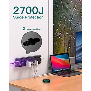 USB Wall Charger Surge Protector 5 Outlet Extender with 4 USB Charging Ports (1 USB C Outlet) & Power Strip Surge Protector with 10 Outlets and 4 USB Ports