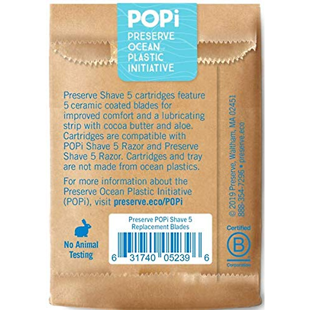 Preserve POPi Shave 5 Replacement Cartridges for Preserve POPi Shave 5 Razor (4 Count (Pack of 1))