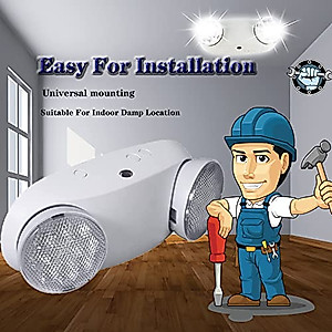 LED Emergency Light with Two Adjustable Heads, Commercial Emergency Exit Lighting, Battery Backup for Emergency Light, AC 120-277V, UL Listed