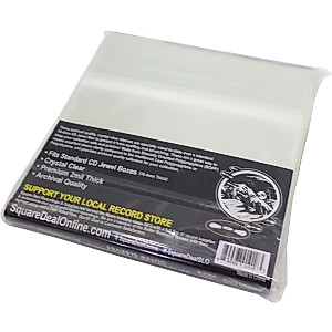 Square Deal Recordings & Supplies - CD Sleeves - RESEALABLE Premium 2mil Thick - Archival Quality, Crystal Clear - Holds 1 Standard 10.4mm CD Jewel Box (1000 Sleeves)