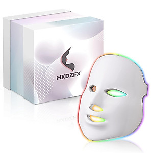HXDZFX LED FACIAL LIGHT THERAPY MASK-Led Face Mask Light Therapy, 7 Led Light Therapy Facial Skin Care Mask - Blue & Red Light for Acne Photon Mask - Skin Care Mask for Face.White
