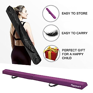 FBSPORT 8ft Balance Beam: Folding Floor Gymnastics Equipment for Kids Adults,Non Slip Rubber Base, Gymnastics Beam for Training, Practice, Physical Therapy and Professional Home Training, Purple
