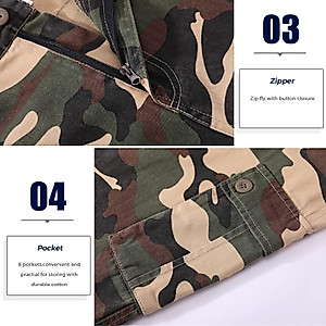 zeetoo Mens Relaxed-Fit Cargo Pants Multi Pocket Military Camo Combat Work Pants GZ03 Khaki Camo