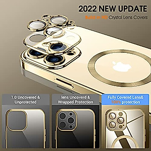 Magnetic Clear for iPhone 14 Pro Max Case with MagSafe [Integrated Camera Glass] Women Phone Case [Original iPhone Exterior] Silicone Cover Slim Thin [Non-Yellowing] Anti-Fingerprint Scratch Men