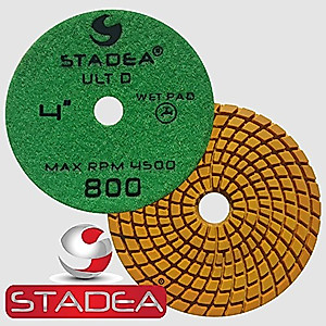 Stadea PPW108X Granite Polishing Pads 4" Diamond Pad Black Buff For Granite Quartz Stones Polish