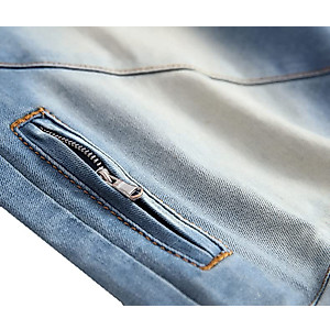 DANT BULUN Men's Ripped Slim Straight Fit Moto Biker Jeans with Zipper Deco（36，9981）