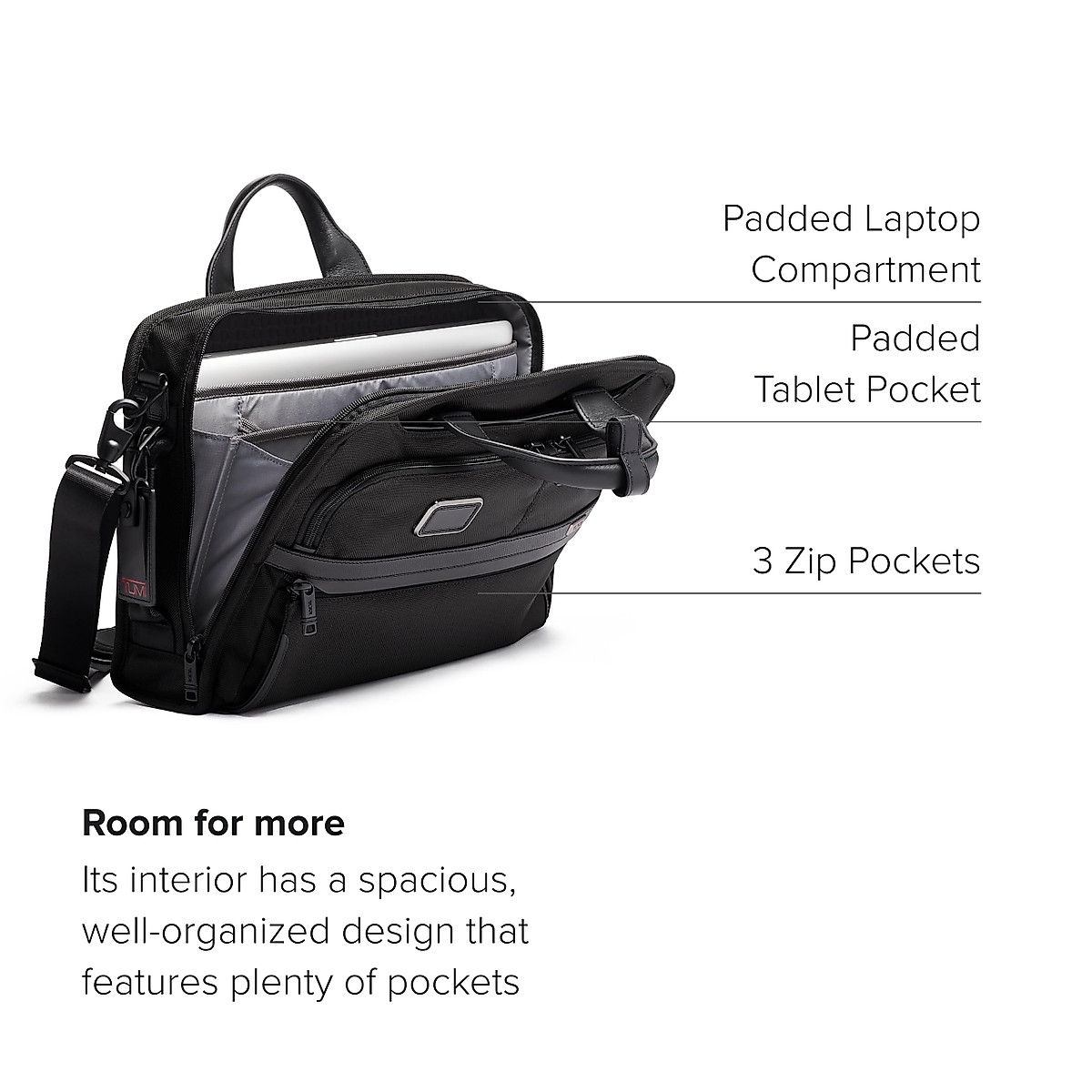 TUMI - Alpha 3 Slim Three Way Laptop Briefcase - 15 Inch Computer Bag for Men and Women - Black