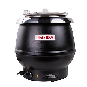 Hakka Soup Warmer, Soup Warmers Commercial, Ideal for Soups, Stews, Match Your Kitchen Aesthetic,11-Quart,Black