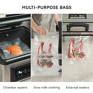 8" x 50' Vacuum Sealer Rolls, 2 Pack with 5 Liquid Block Bags, Perfect for Food Storage, Sous Vide, and Meal Preparation, Lock Fresh and Nutrients