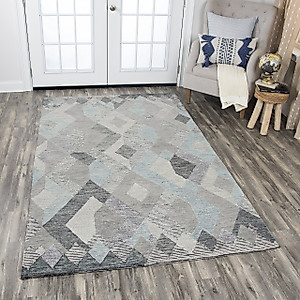 Rizzy Home | ID927A | Idyllic Collection | Wool Area Rug | 8' x 10' | Natural /Gray/Rust/Blue Geometric