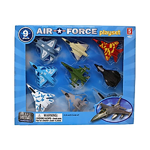 Metal die cast Toy air Plane Set of Military Planes and Jets. Pack of 9.