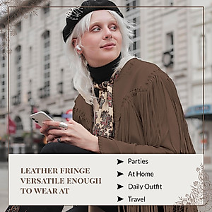 HHH Design Light Chocolate Leather Fringe | Leather Fringes are Designed for A Customizable Fit | Fringe Embellishment for Purses, Jackets or Other Accessories | Leather Fringe Outfits for Women