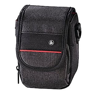 Hama Camera bag Valletta (size 90, compact case, strap, flap with closure, all brands such as Nikon, Canon, Olympus, Sony, …) Black/Red