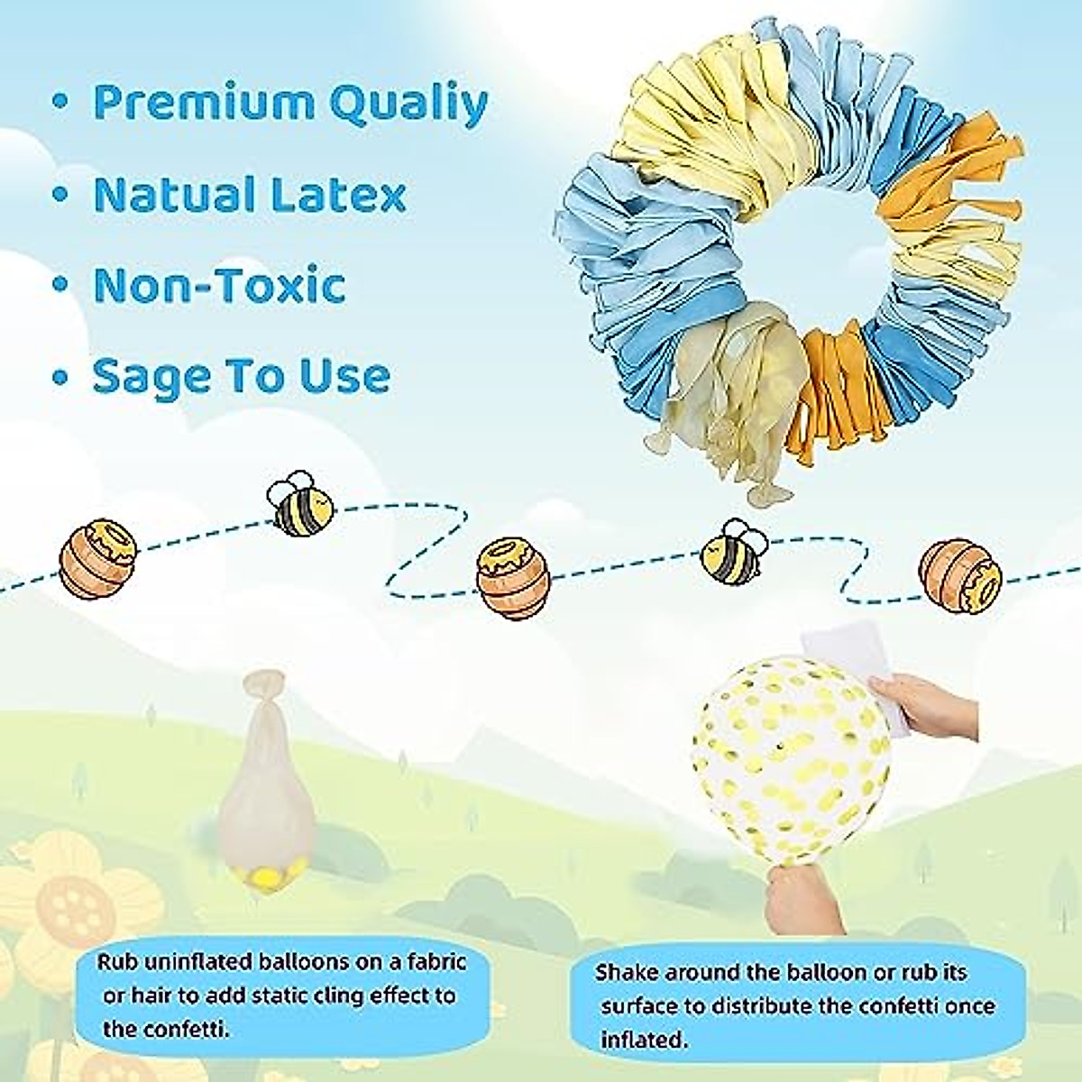 Amandir Pastel Blue and Yellow Balloon Garland Arch Kit Baby Boxes with Letters(A-Z+Baby) for Winie The Poon Theme Baby Shower Decorations Boy Girl Birthday Wedding Gender Reveal Party Supplies