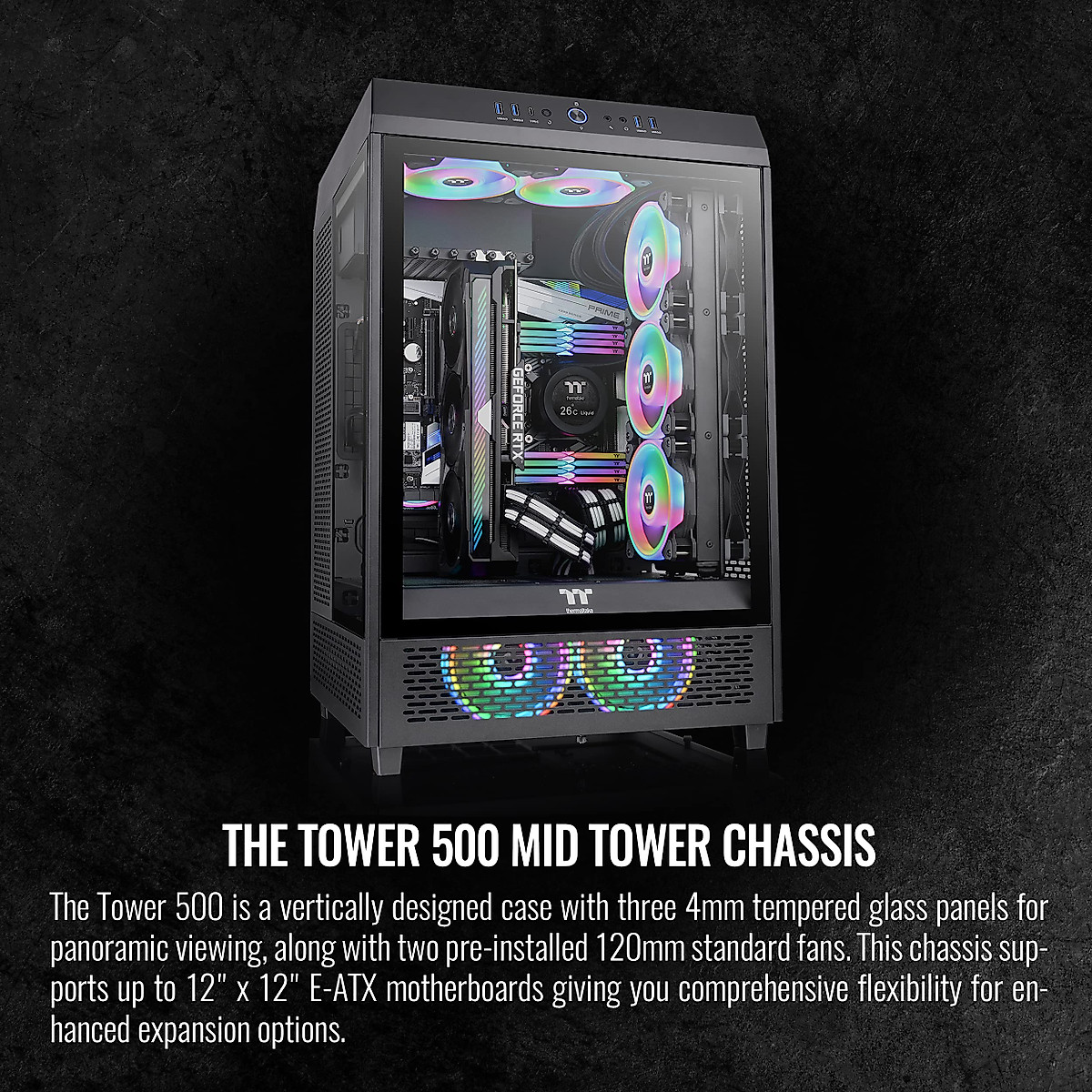 Thermaltake Tower 500 Vertical Mid-Tower Computer Chassis Supports E-ATX CA-1X1-00M1WN-00