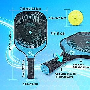 GARYCE Pickleball Paddles Set of 2, Pickleball Paddle with Fiberglass Face and Polypropylene Honeycomb Core, Pickleball Set of 4 Balls and 1 Pickleball Bag for Beginners to Professional