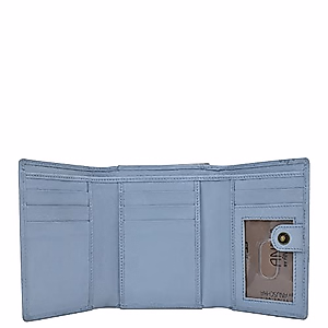 Anna by Anuschka Women's Ladies Three Fold Wallet, Butterfly Garden Blue
