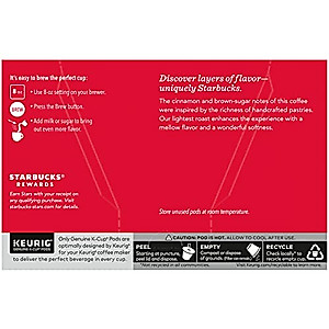 Starbucks Flavored Ground Coffee K-Cup Pods, Cinnamon Dolce, Flavored Ground Coffee Signature Collection, Recyclable K-Cups, 10 K-Cup Pods/Box (Pack of 2 Boxes)