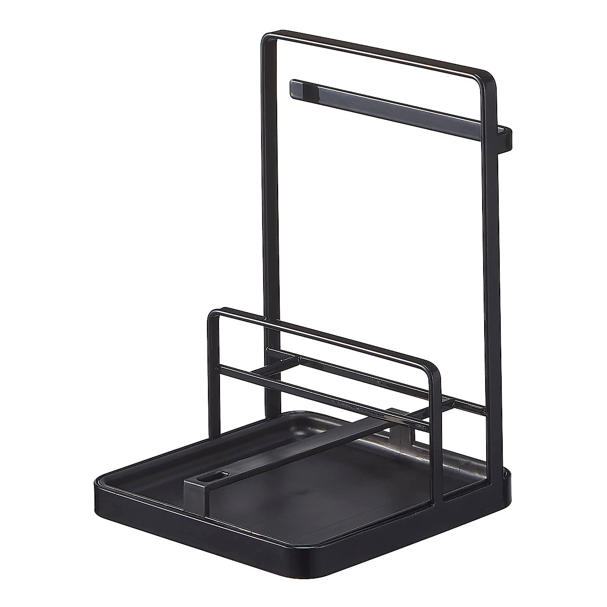 Yamazaki Lid & Ladle Home Cooking Tool and Lid Station-Kitchen Utensil Organizer Stand | Steel | Stovetop, One Size, Black