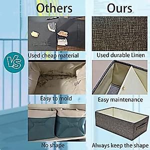 KINGSUSLAY Collapsible Fabric Storage Basket, Storage Bins and Baskets for Organizing, Perfect for Easter Gift Stuffers, Clothes, Nursery, Toys,Closet Bins(Grey-3PCS, 16.15x10x6.5Inch)