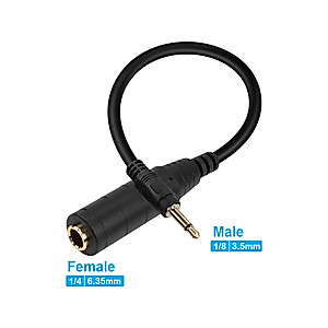 PNGKNYOCN 1/4 to 3.5mm Audio Adapter, 3.5mm (1/8 inch) TS Male to 6.35mm (1/4 inch) TS Female Short Cord for Amplifiers, Guitar, Home Theater Devices (0.3M)