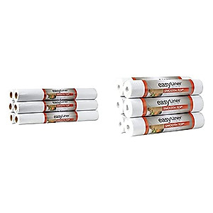 Duck Smooth Top Easy Liner Shelf Liner 20" Wide Kitchen Pack, 6-Rolls, Each 6' Length, White & Duck Smooth Top Easy Liner Shelf Liner, 12 Inch x 10 Feet (6 Rolls), White