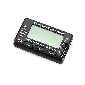 QWORK RC Cellmeter Controller Tester Voltage Tester, 7 Digital Battery Capacity Checker Compatible with LiPo Life Li-ion NiMH Nicd Battery