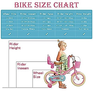 RULLY 14 Inch Kids Bike for 3 4 5 Years Girls with Training Wheels & Front Handbrake, Kids Bicycle with Basket Bike Streamers Toddler Cycle Bikes, Pink