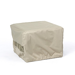 Covermates Square Patio Accent Table Cover - Patio Outdoor Furniture Cover, Water Resistant Outdoor Ottoman/Side Table Cover, Elite 300D Polyester, 30W x 30D x 18H, Khaki