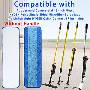 4 Pack Microfiber Cleaning Pad for Rubbermaid Commercial 18 Inch Mop and 17 Inch Mop, Reusable Wet & Dry Mop Refills for Commercial Flat Mop System 18" and 17", for Multi-Surface Floors