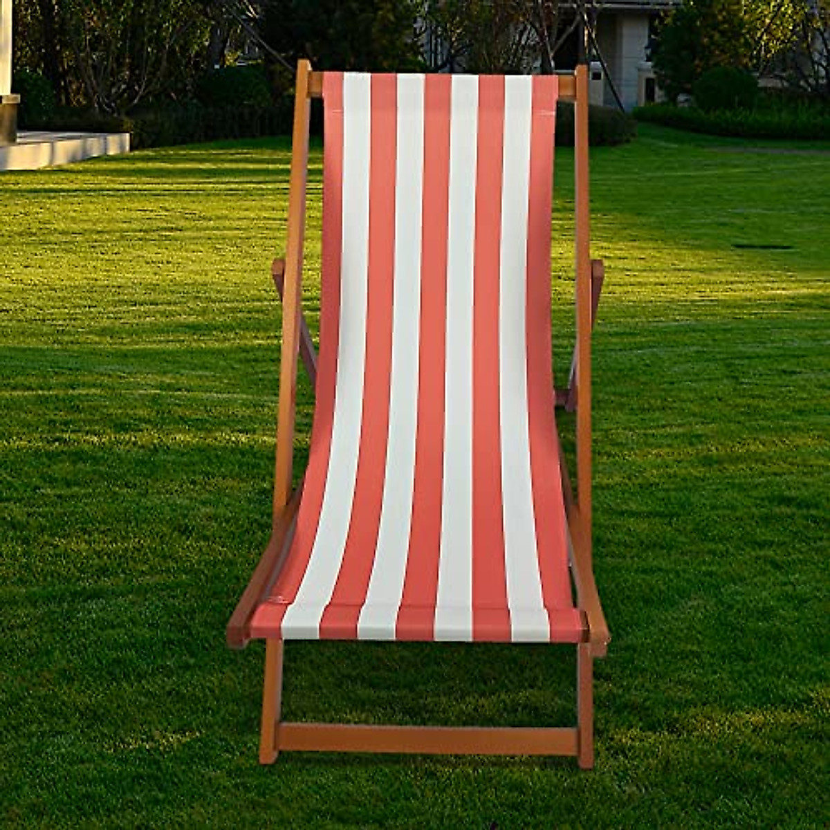 Sybrioka Patio Sling Chair, Recling Camping Chairs, Folding Lounge Chair, Adjustable Backrest, 220 Lbs Weight Capacity