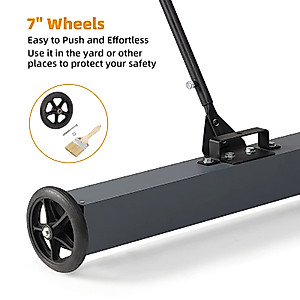 36'' Heavy Duty Magnetic Sweeper with Wheels, 50 Lbs Capacity Rolling Magnetic Floor Sweeper with Release Handle