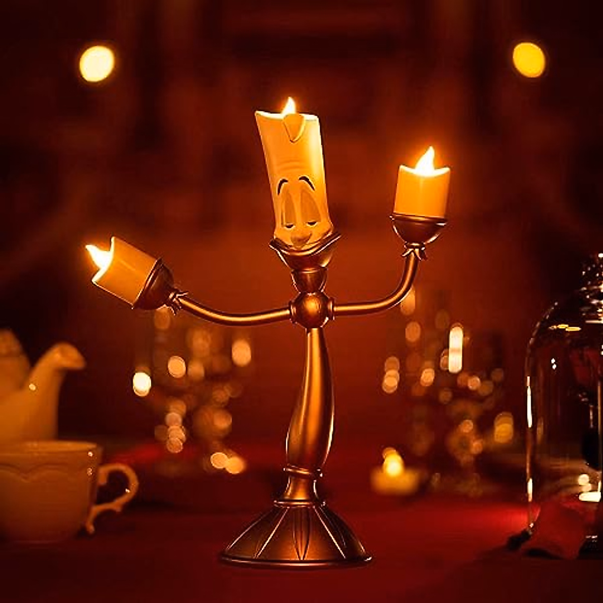 Beauty and The Beast Lumiere Candelabra Lamp, 12.6 inch Beauty and The Beast Lumiere Statue, for Wedding Table and Christmas Party Home Decoration