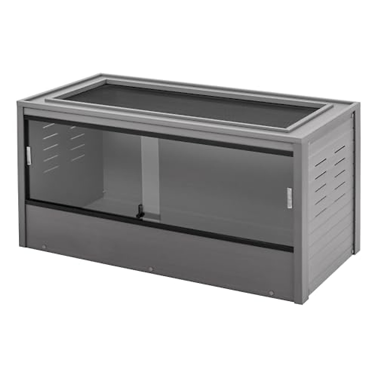 New Age Pet ECOFLEX 48-Inch Mojave Reptile Lounge in Grey- Durable Wood Plastic Composite Habitat with Vented Side Panels, Removable Sliding Glass Doors & Lock, Easy Assembly