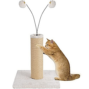 Cat Scratching Post for Indoor Kittens, Scratch Pads with 2 Bouncy Balls, Kitten Scratcher Toy, Protect Furniture