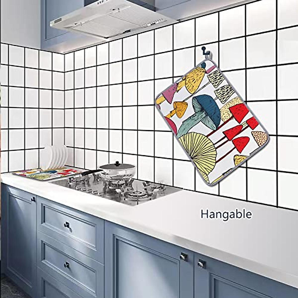 Mushroom Dish Drying Mats for Kitchen Counter 2 Pack, Dish Drying Pad Absorbent Microfiber Dishes Drainer Mats (mushroom drying mat)