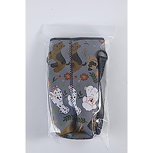 Nuovoware Water Bottle Carrier Bag, 25oz/32oz Bottle Pouch Holder, Adjustable Shoulder Hand Strap 2 Pocket Sling Neoprene Sleeve Sports Water Bottle Accessories for Hiking Travelling Camp, Gray Puppy