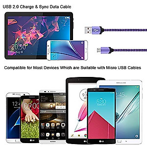 USB Charging Block, Charger Plug+6ft Micro USB Cable Android Fast Charger Compatible with Samsung Galaxy S7 S6 Edge J8 J6 J5 J4 J3 J2 J7 V/Sky Pro/Crown/Star/Refine, LG Stylus 3/Stylo 3 2, Kindle fire