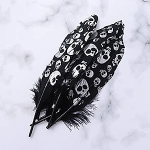 Halloween Skulls Pattern Swan 20 Pcs Saddle Hackle Rooster Halloween Hackle Rooster Goose Natural for Toy DIY Craft Home Decoration Headgears