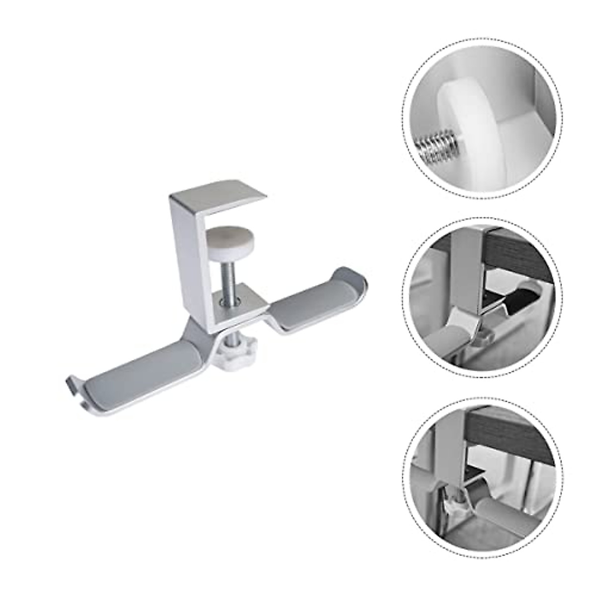 Angoily Silver Headphone Headphones Desk Iron Clamp Office Desktop Under- Under Arm Aluminum Adjustable Dual Premium Design Storage for with Mount Universal Rack All Head Display Fit Hook