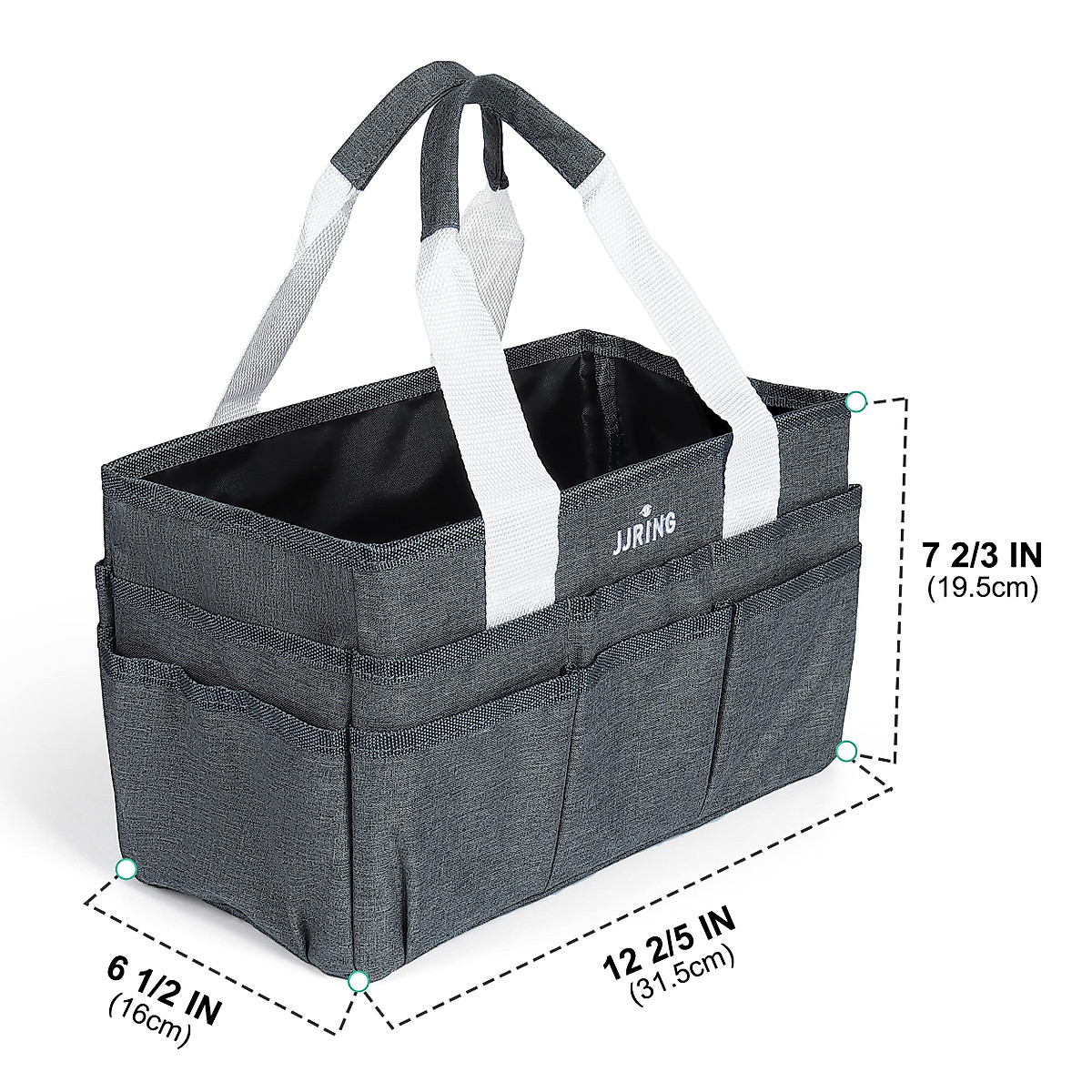 JJRING Craft Organizer Tote Bag, Art Storage Caddy with Multiple Pockets, Grey Sewing Bag for Art, Craft, Scrapbooking, School, Medical, and Office Supplies Storage