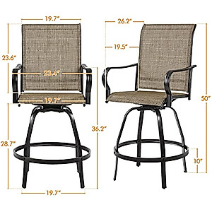 Yaheetech Outdoor Swivel Bar Stools, Set of 2 All-Weather Bar Height Patio Chairs Furniture for Garden Backyard, Bronze