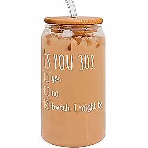 30th Birthday Gifts for Her - Happy 30th Birthday Decorations for Women - Funny 30 Birthday Gifts for Women - 30 Year Old Birthday Gifts for Women, Wife, Sister, Best Friend, Coworker - 16Oz Can Glass