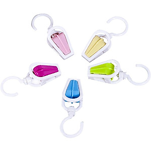 10 Pcs White Portable Plastic Strong Swivel Hook Rotating Laundry Hanging Hook Clothes Pins Beach Towel Clip, Clothes Pins, Laundry Storage and Organization