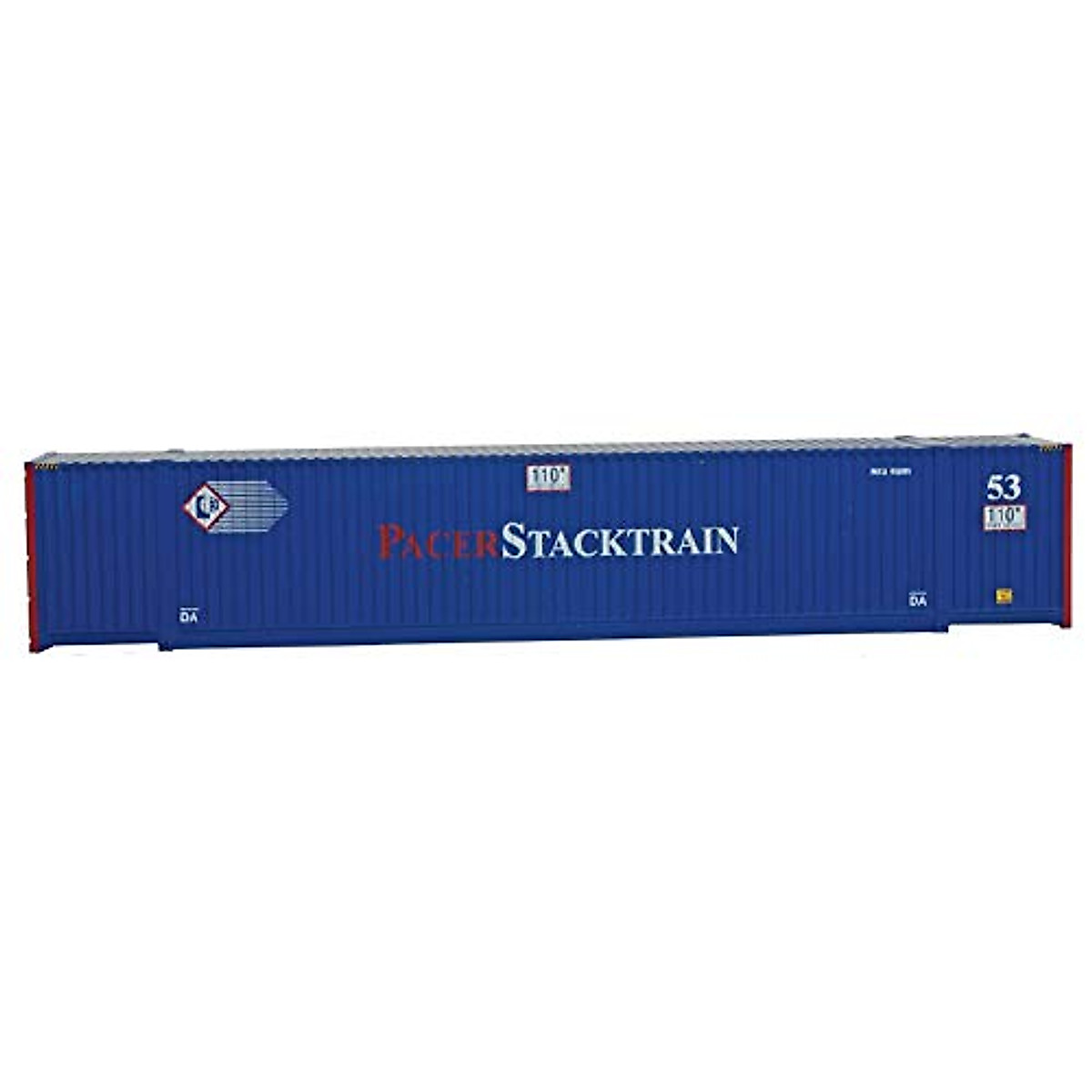 Walthers SceneMaster HO Scale Model of Pacer Stacktrain (Blue, White, red) 53' Singamas Corrugated Side Container,949-8507