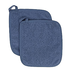 Ritz Premium Terry Pot Holders & Hot Pads Without Pocket (2-Pack), 8.5"x8.25", High Heat Resistance, 100% Cotton, Federal Blue